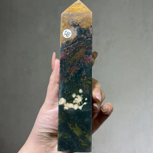 NATUAR OCEAN JASPER Crystal Obelisk Point Wand Stone Quartz Healing EUR ...