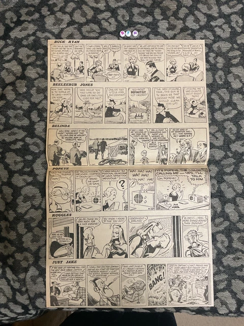 WW2 1940S WAR Comic Art Page Of Art Strips Popeye Etc , RARE ITEM £29. ...