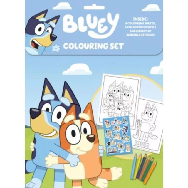 BLUEY COLOURING SET Stickers & Colour Pencils Childrens Activity Pack £ ...