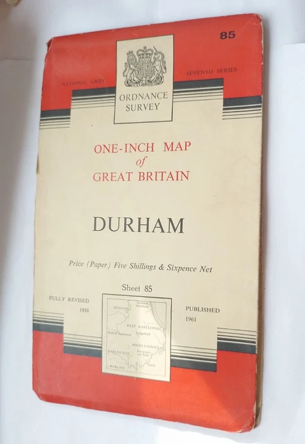 VINTAGE OLD 1960S Road Map Of England National GRID Sheet 85 Durham £31 ...