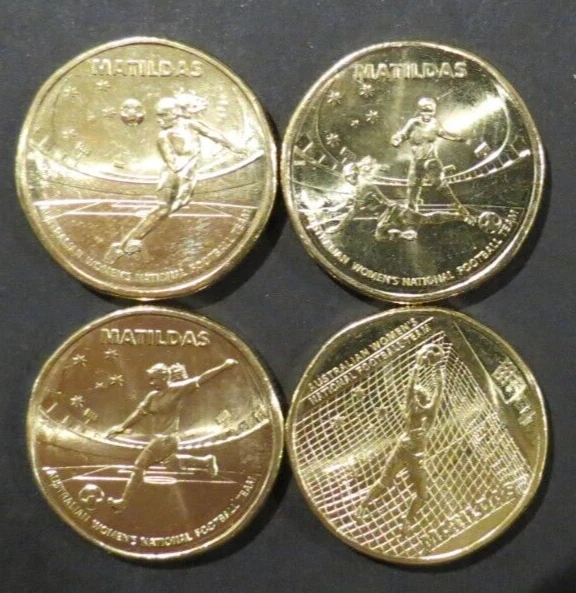 SET X 4 Soccer Matildas Fifa World 2023 $1 Unc. Australia Coin National ...