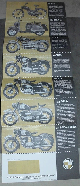 PUCH PROSPEKT 1956 Ms 50L Rl 125 175 250 Sgs Sga Svs Sv D'epoca Austria EUR 29,90 - PicClick IT