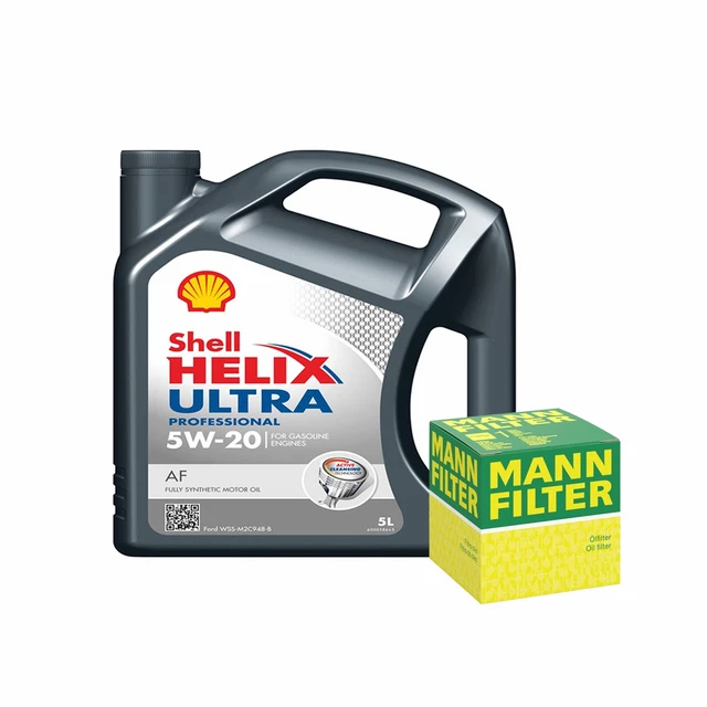 ENGINE OIL 5W20 5L Shell Helix Ultra Professional AF Mann Oil Filter ...