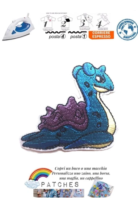 PATCH LAPRAS SMALL size Pokémon toppa termoadesiva iron on water ice Pokédex 131 EUR 2,49 ...