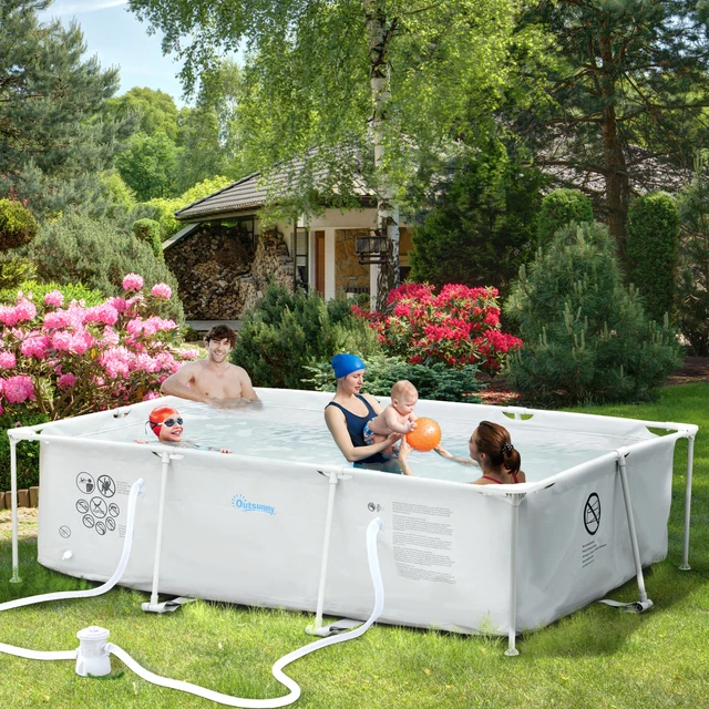 OUTSUNNY STEEL FRAME Paddling Swimming Pool Filter Pump 292 x 190 x ...