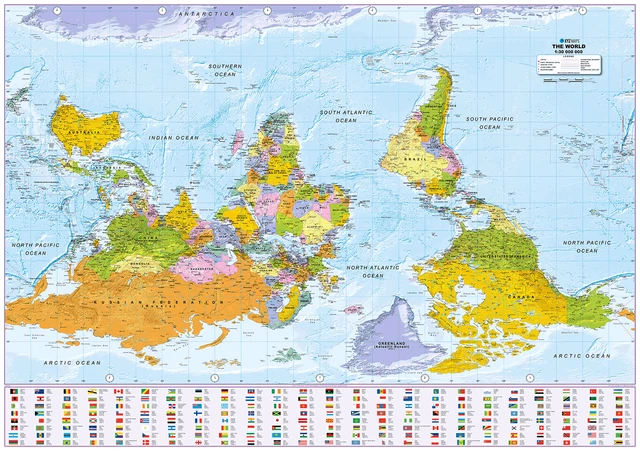 UPSIDE DOWN WORLD Map, Large Size, Upside Down Poster of the World ...