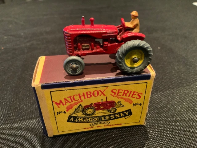 MATCHBOX MOKO LESNEY 4 Massey Harris Tractor Boxed Very Rare Yellow Hub ...