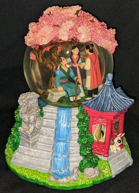 RARE VINTAGE DISNEY Store Snow-globe Mulan "Reflection" Music Box Mushu ...