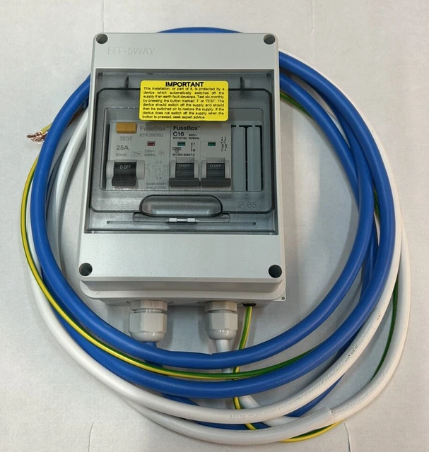 PREWIRED MAINS CONSUMER, Fuse Box Camper Van 240V Double Pole RCD & MCB ...