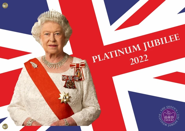 THE QUEENS PLATINUM Jubilee 2022 Party Patriotic Union Jack Flag 5ft x ...