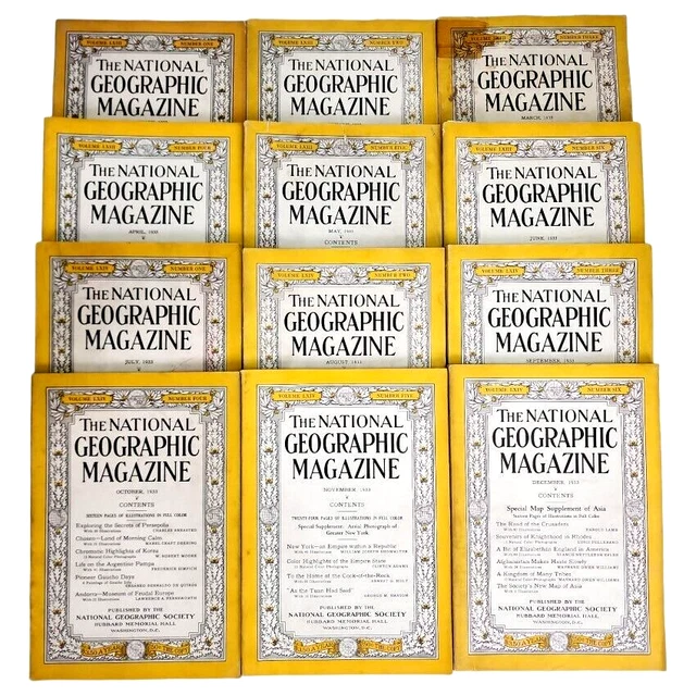 THE NATIONAL GEOGRAPHIC Magazines 1933 Full Year 12 Issues Vol LXIII ...