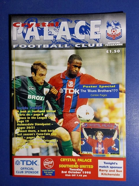 COCA COLA CUP Crystal Palace v Southend United 3rd October 1995 ...