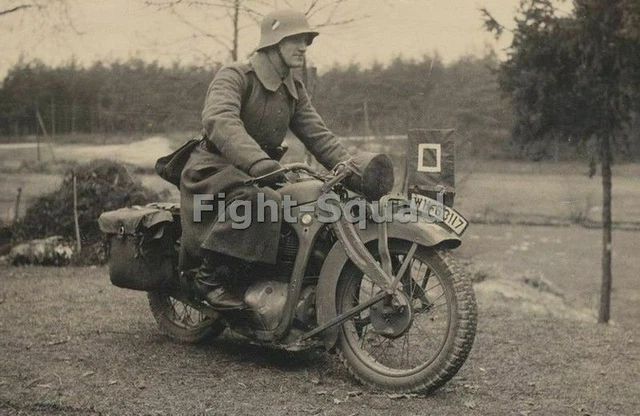 WW2 PICTURE PHOTO German Soldier in Motorcycle BMW R4 400cc Wehrmacht ...