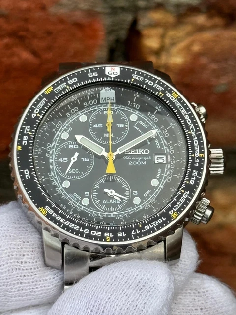 RARE SEIKO FLIGHTMASTER Chronograph Quartz Men's Rare Watch 7T62-0EB0 £ ...