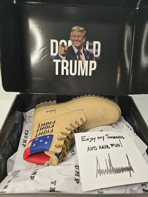 AUTHENTIC DONALD TRUMP FIGHT FIGHT FIGHT Tan High-Top Boot Shoes Mens 8 ...