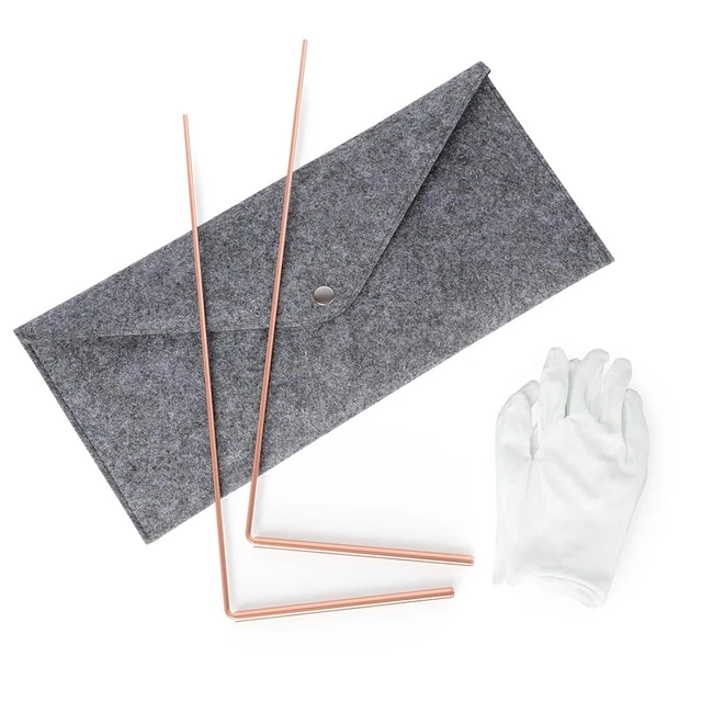 COPPER DOWSING RODS Kit Divining Rods Gift Bag+Gloves forWater Divining ...
