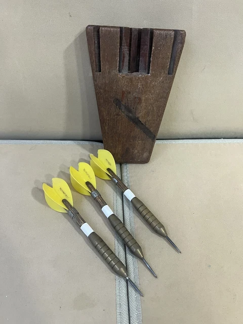 VINTAGE SCHOFIELD DARTS Weighted With Wooden Holder £19.99 - PicClick UK