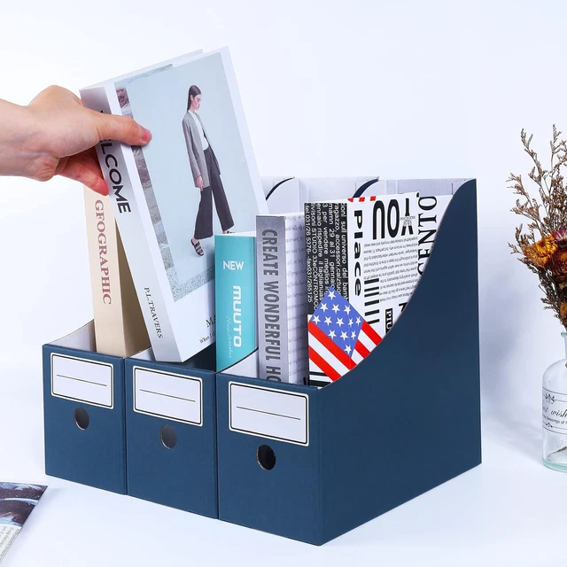 CARDBOARD MAGAZINE FILE Holders with Labels Document Storage Organizer ...
