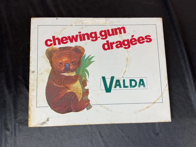 ANCIENNE PLAQUE TÔLE Publicitaire de présentoir Valda chewing-gum ...