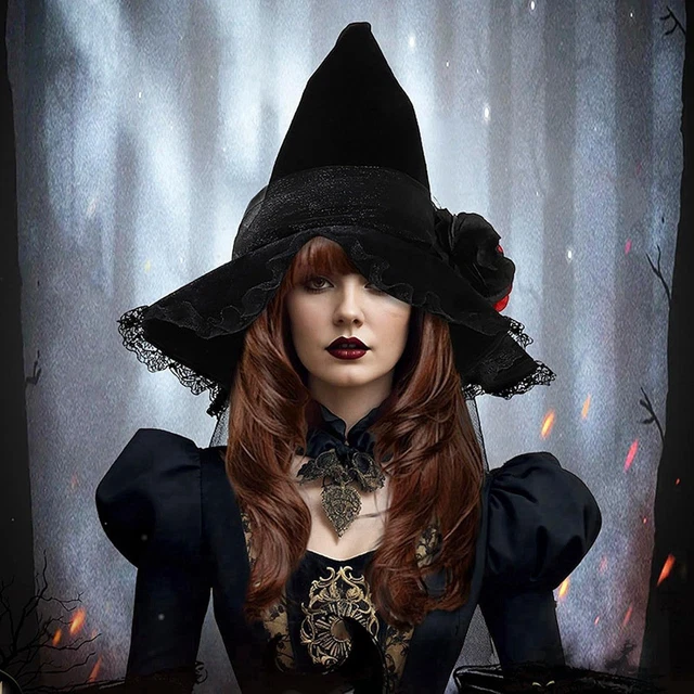 ADULT PUNK WITCH Hat,Halloween Costume Wizard Hat Magician Pointed ...