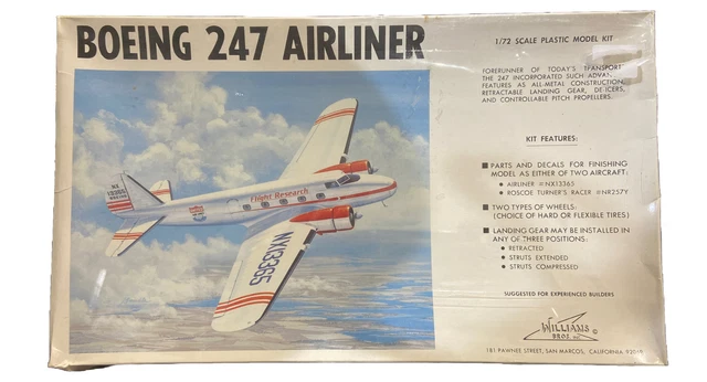 VTG WILLIAMS 1/72 Boeing 247 Airliner Model Kit $22.50 - PicClick CA