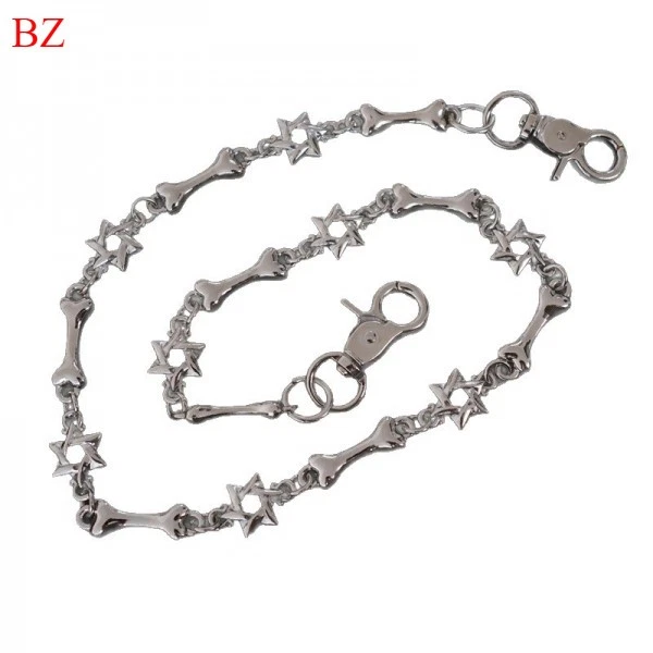 RETRO PENTAGONAL WAIST Chain Hip-hop Splicing Bone Shape Hip-hop Pants ...