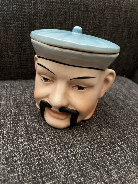ANCIEN POT A Tabac En Faience Polychrome A Tete De Chinois EUR 19,00 ...