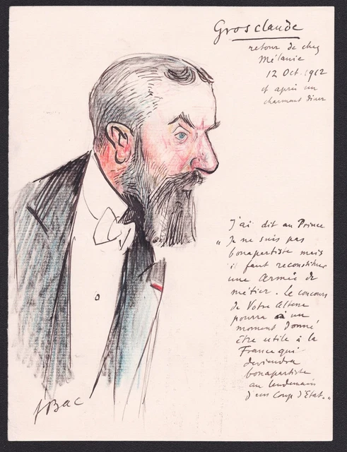 ETIENNE GROSCLAUDE DRAWING Autograph Cartoon Drawing Ferdinand Bac LAS ...