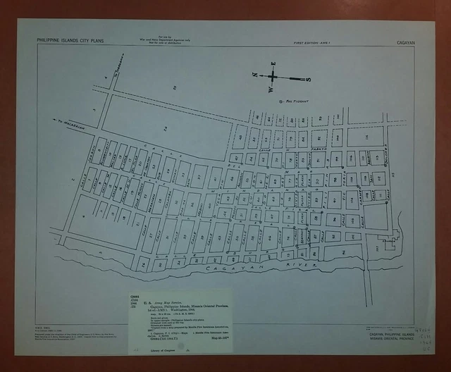 1944 US ARMY Map City Plan of Cagayan Misaims Oriental Philippines WW 2 ...