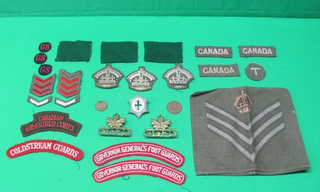 WW2 CANADIAN BADGE & Cloth Patch Lot GGFG Armored Corps Arm Band ...