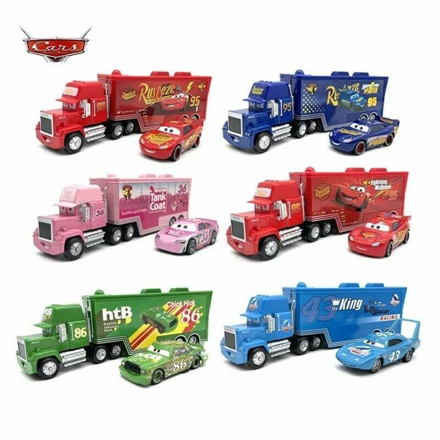 2PACK DISNEY PIXAR Cars Lightning McQueen Mack Truck & Car Model Toys ...