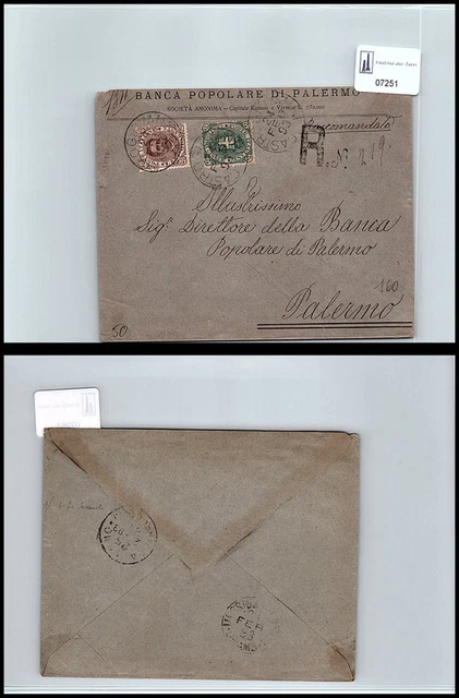 STORIA POSTALE REGNO UI da Castrogiovanni Enna a Palermo sassone 45+59 ...