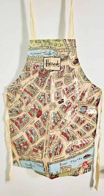 VINTAGE 90S HARRODS Knightsbridge London Street Map Vinyl Apron ...