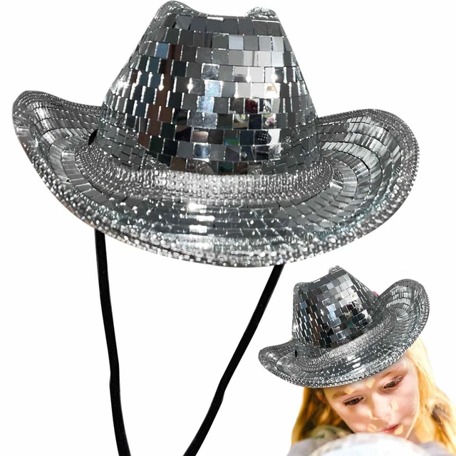 1* DISCO COWBOY hat, silver cowboy hat,for Wedding Costume Cosplay ...