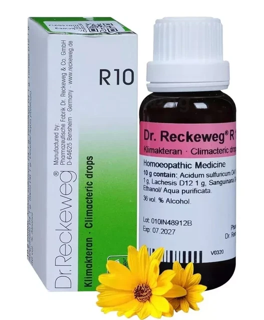 🌿 DR. RECKEWEG R10 Homeopathic Drops 22ml (Pack of 3) Menstrual Health ...