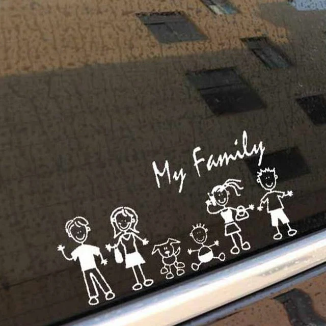 FAMILY CAR DECAL Window Sticker Stick Figure Kid Baby Cat Dog Pet ...