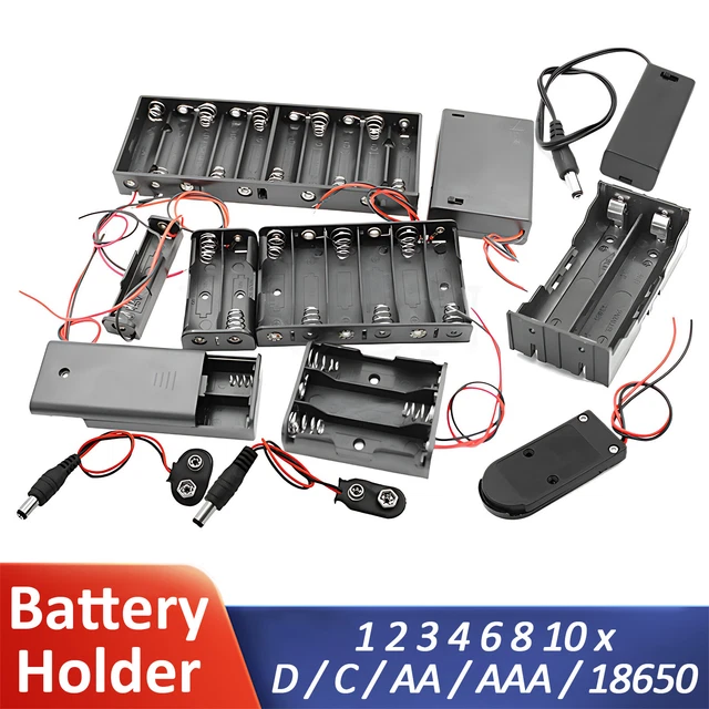 C/D/AA/AAA/18650 BATTERY HOLDER Box With Wire Case Connector Open or ...
