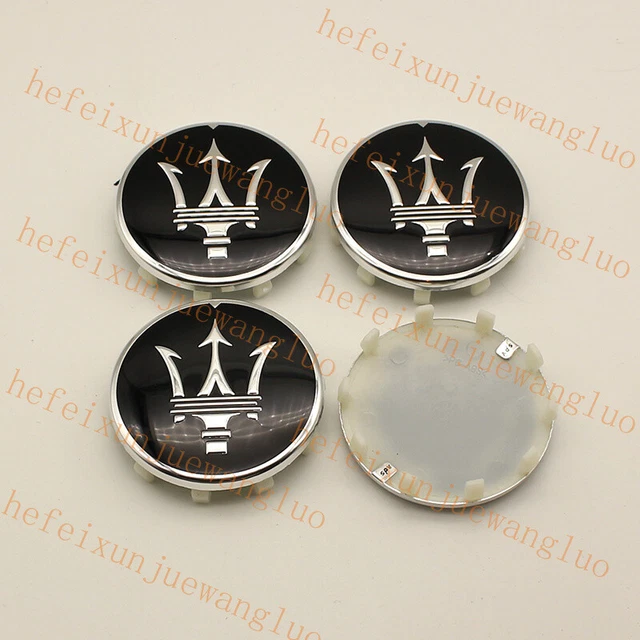 SET OF 4 MASERATI WHEEL RIMS CENTER CAPS BLACK/SILVER 60MM Quattroporte ...