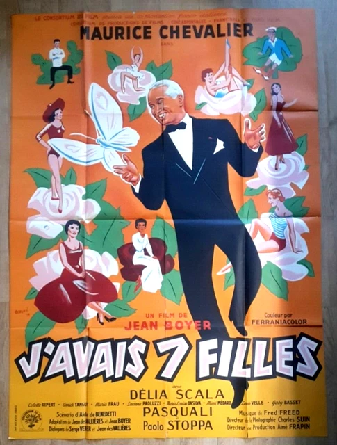 ANCIENNE AFFICHE CINÉMA "J'avais 7 filles" Maurice chevalier, originale de 1954 EUR 20,00 ...