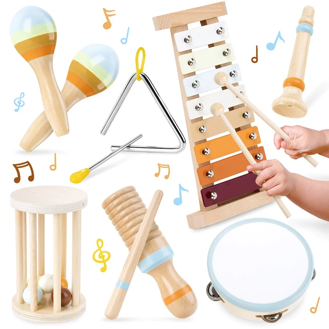 TODDLER MUSICAL INSTRUMENTS Set Wooden Percussion Instruments Toy for ...