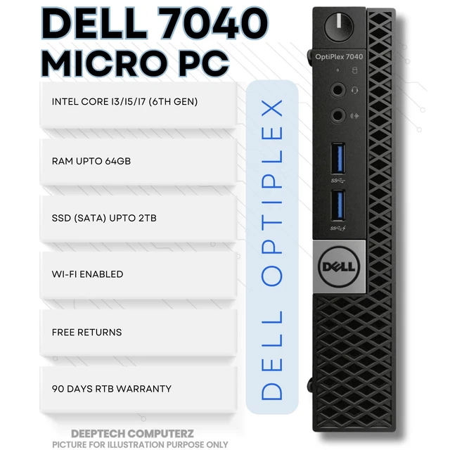DELL OPTIPLEX 7040 Micro PC Core i7 6th Gen 32GB RAM 1TB SSD Internal ...