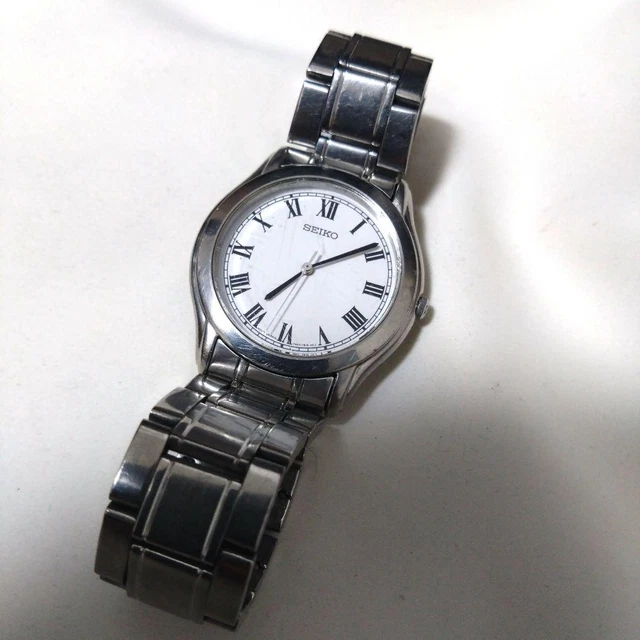 SEIKO WHITE ROMAN Dial Watch Battery Rare Authentic Condition £298.99 ...