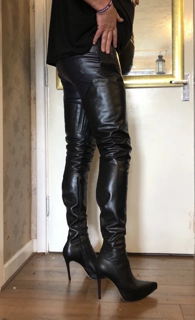 AROLLO THIGH BOOTS crotch Higher Leather Chap Boots size Uk 9 EU43 US ...