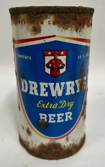 VINTAGE COLLECTABLE EMPTY Antique Drewry's Extra Dry Flat Top Beer Tin ...