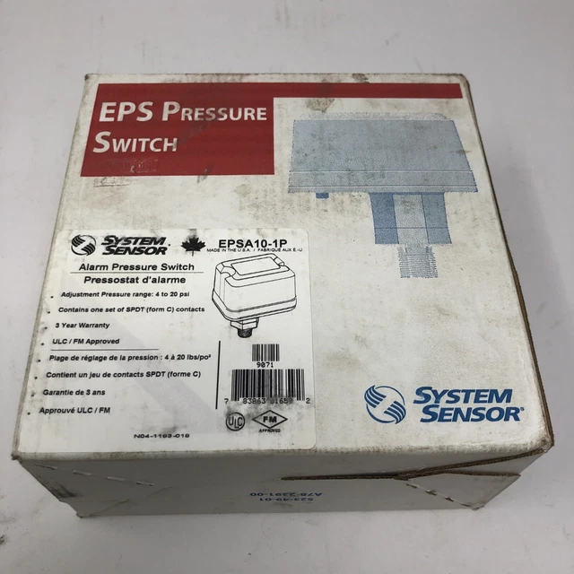 NEW SYSTEM SENSOR EPSA10-1P EPS Pressure Switch Sprinkler Alarm 4-20psi ...