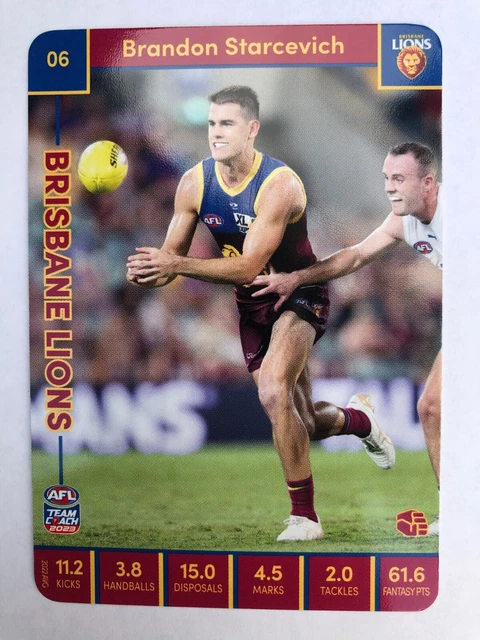 2023 TEAMCOACH AFL Brandon Starcevich Brisbane Lions Card #06 (NEW) $2. ...