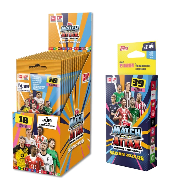 TOPPS 2025-26 BUNDESLIGA Match Attax Power Pack Display Box + Eco Pack ...