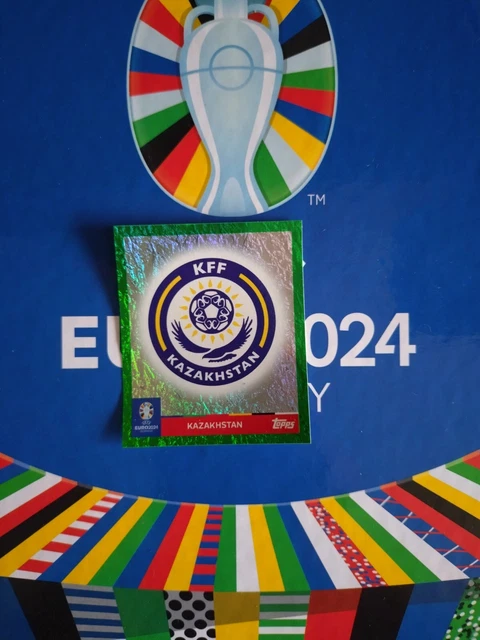 TOPPS EURO 2024 Sticker Super Rare Kazakhstan Green Parallel Foil Kaz1 ...