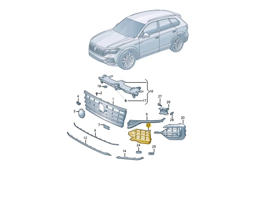 VOLKSWAGEN TOUAREG CR7 Front Bumper Right Grille 760853662A9B9 NEW ...