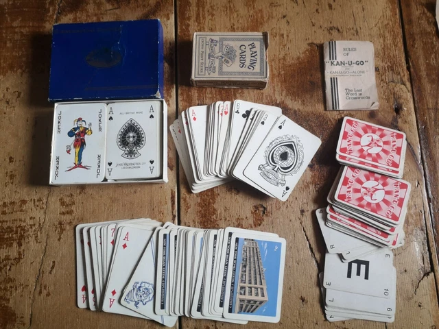 VINTAGE WADDINGTONS & Universal playing Cards Games bundle x4 sets ...